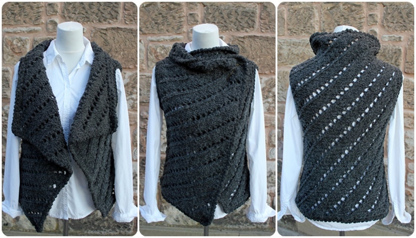 Knitting Pattern-jet Wrap, Sleeveless Jacket Pattern, Cardigan ...