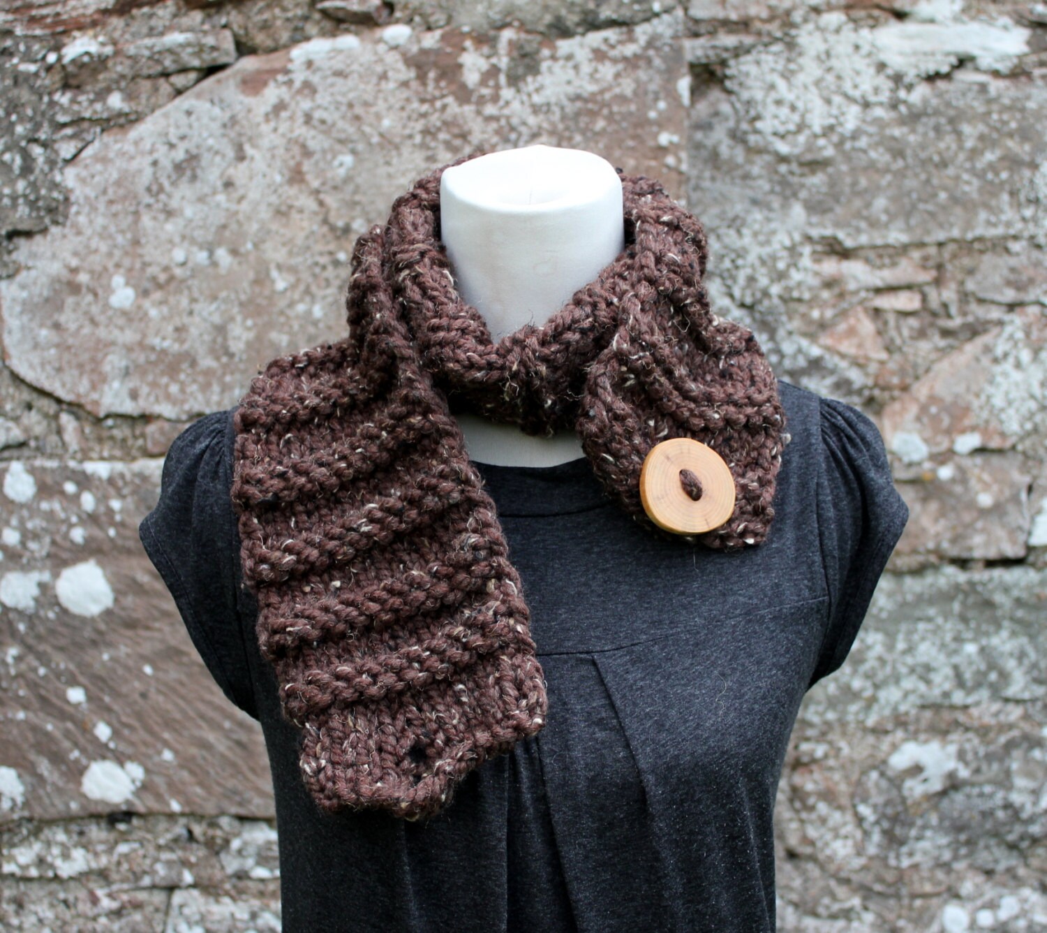KNITTING PATTERN - Rustic Brown Button Scarf - Listing102 - Etsy