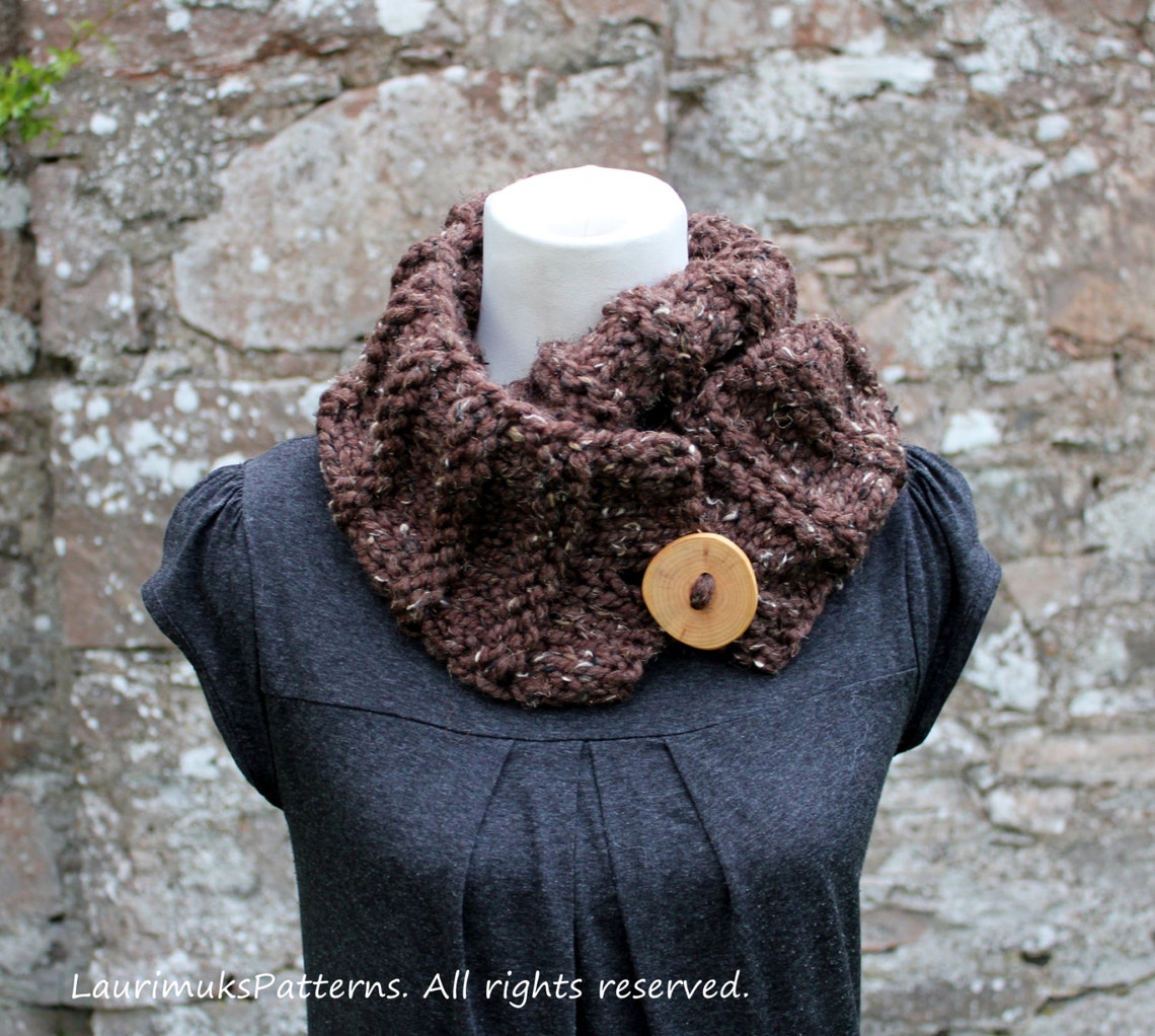 KNITTING PATTERN Rustic Brown Button Scarf Listing102 - Etsy