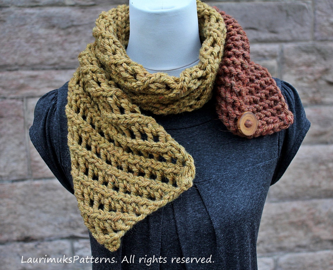 Knitting PATTERNS for Women, Lace Button Scarf Pattern - Listing138 - Etsy