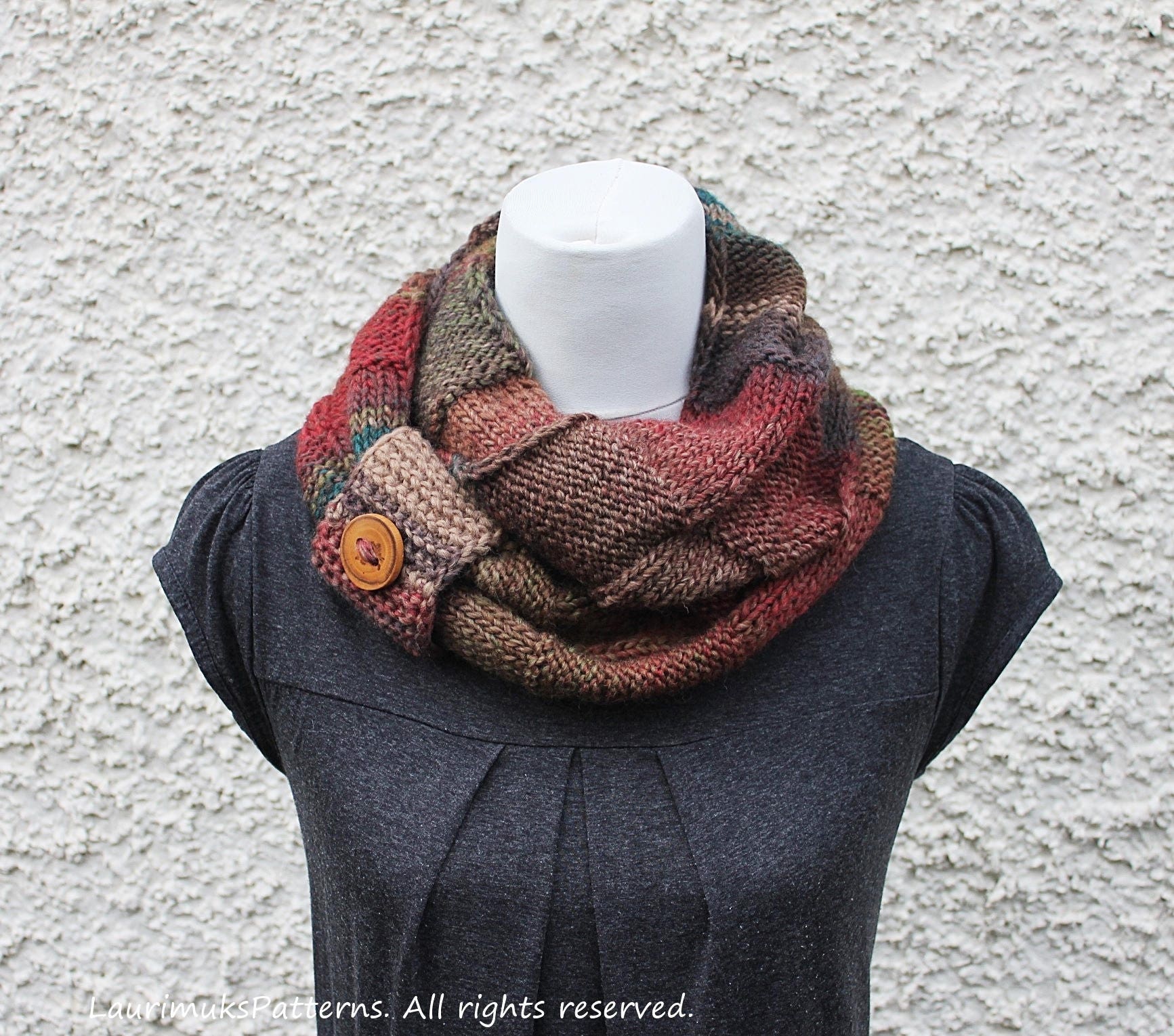 KNITTING PATTERN - Amelia Infinity Loop Scarf, Womens Scarf Pattern ...