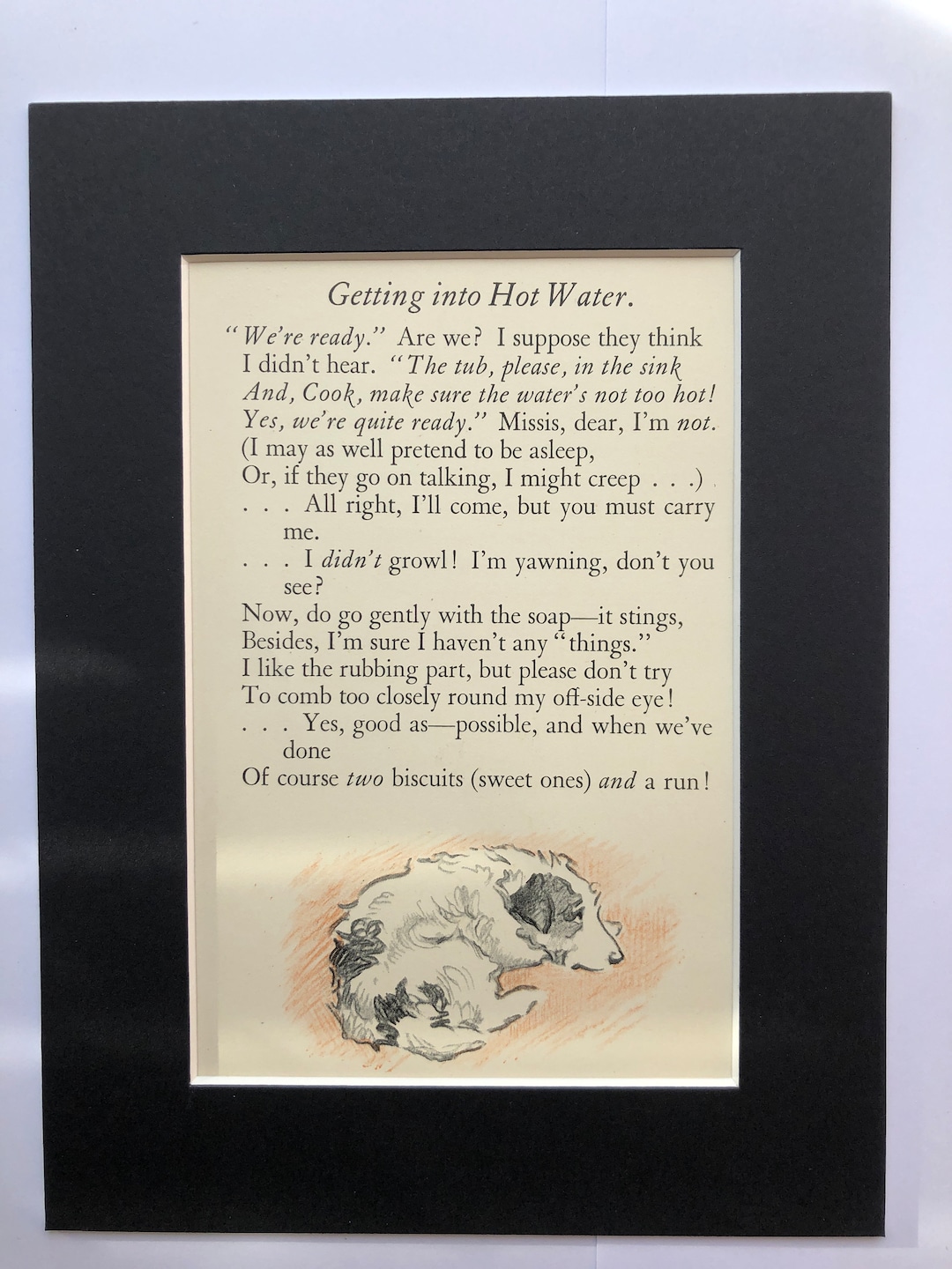 1930 G L STAMPA Terrier Jack Russell Dog Getting Into Hot Water Poem ...