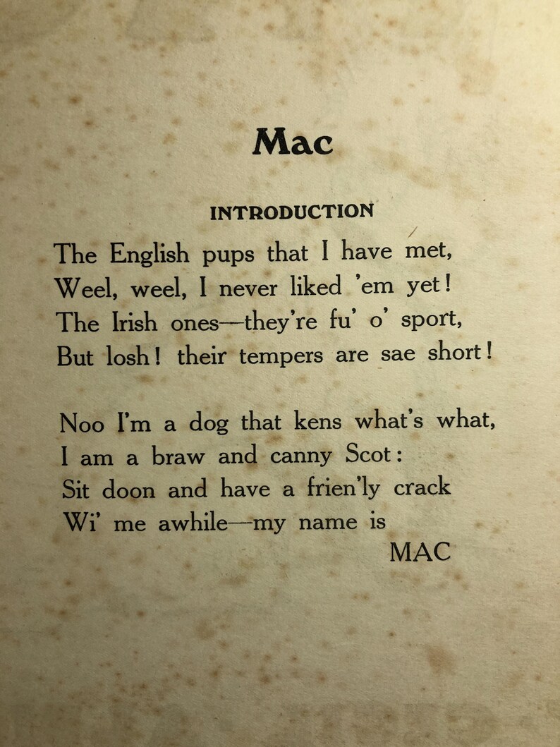 1912 WEST Highland TERRIER Dog Poem From Mac Front Page Insert Cecil ...