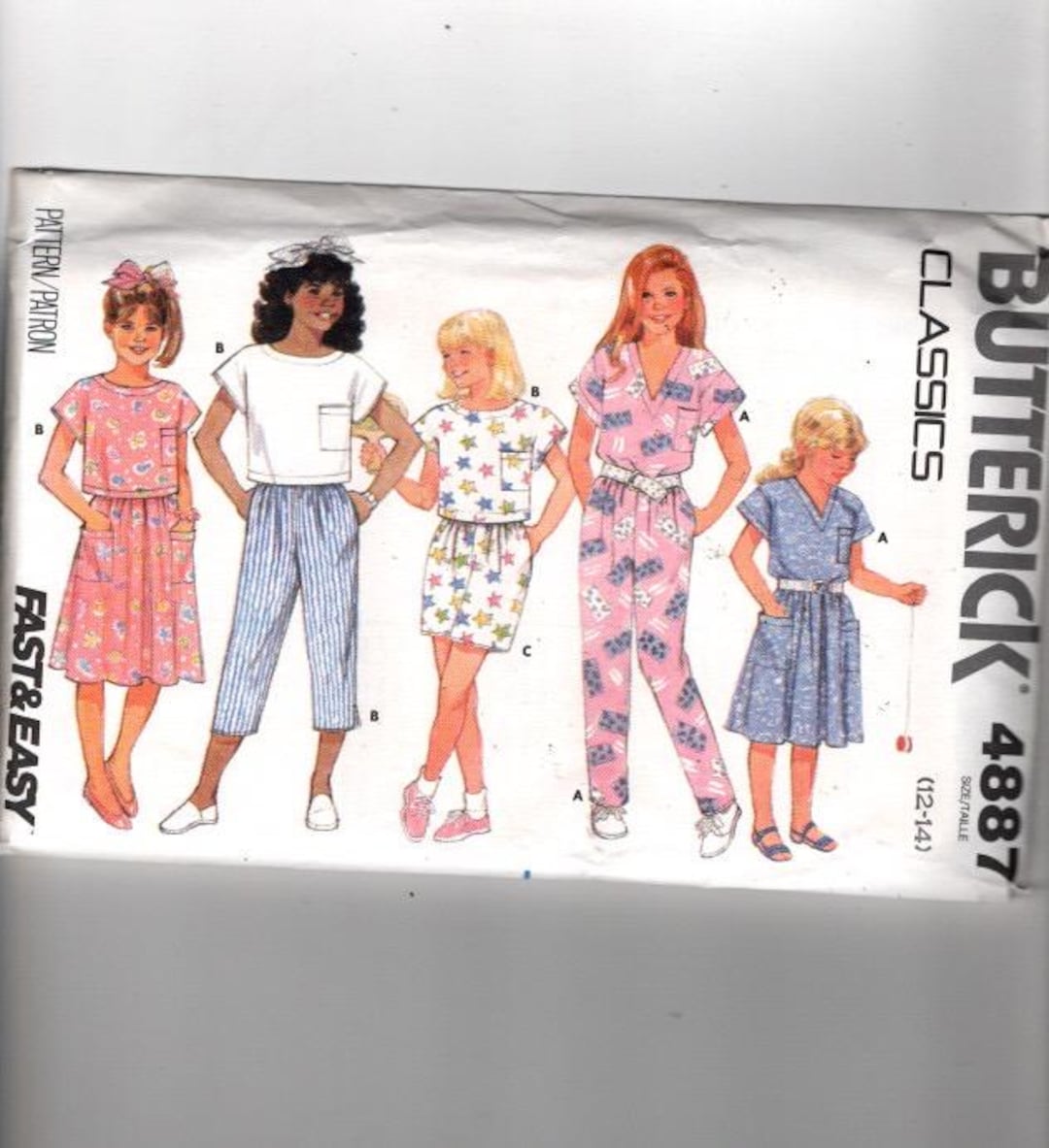 UNCUT Sewing Pattern Butterick 4887 for Girls Top, Pants, Shorts and ...