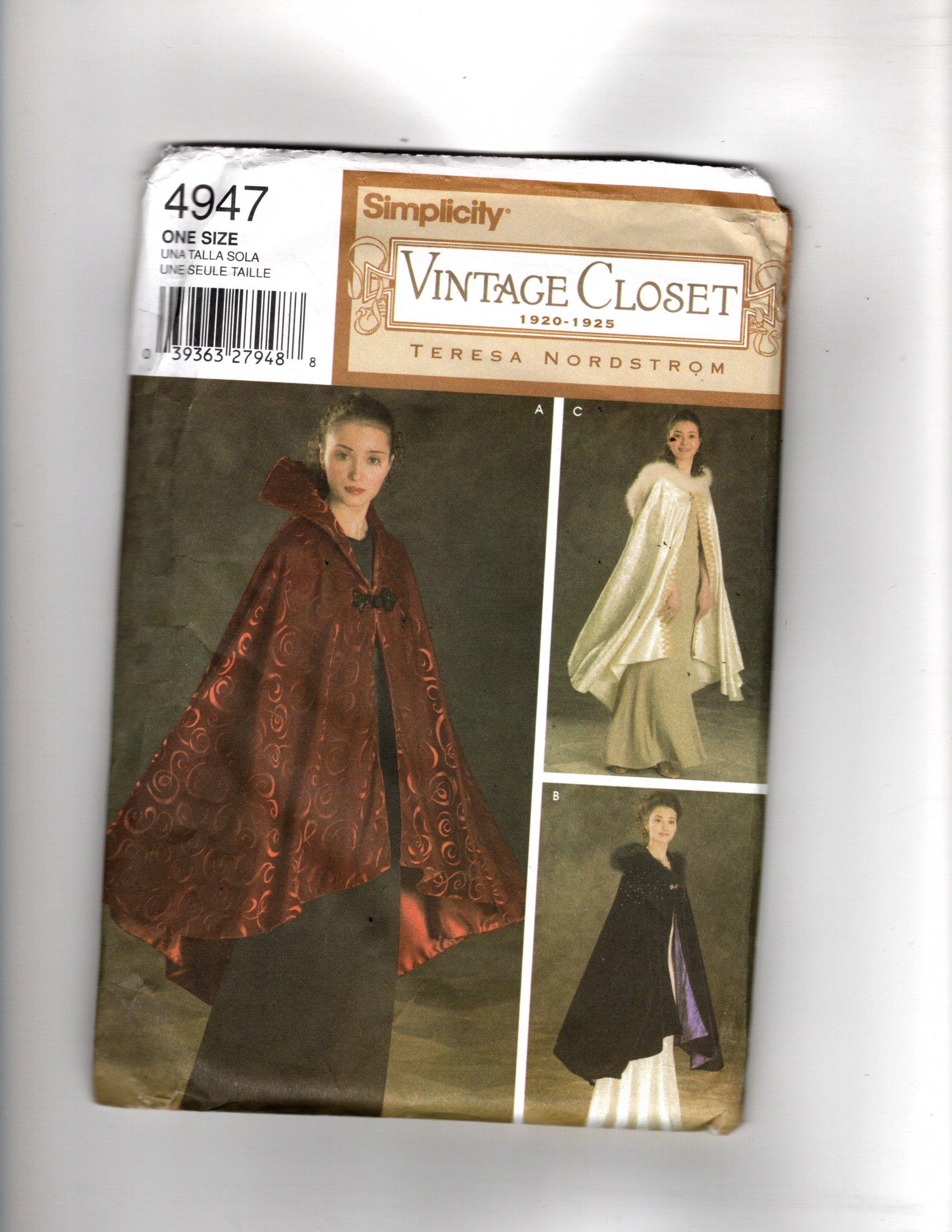 UNCUT Sewing Pattern for Cape Variations, One Size, Cloak, Hooded Cape ...