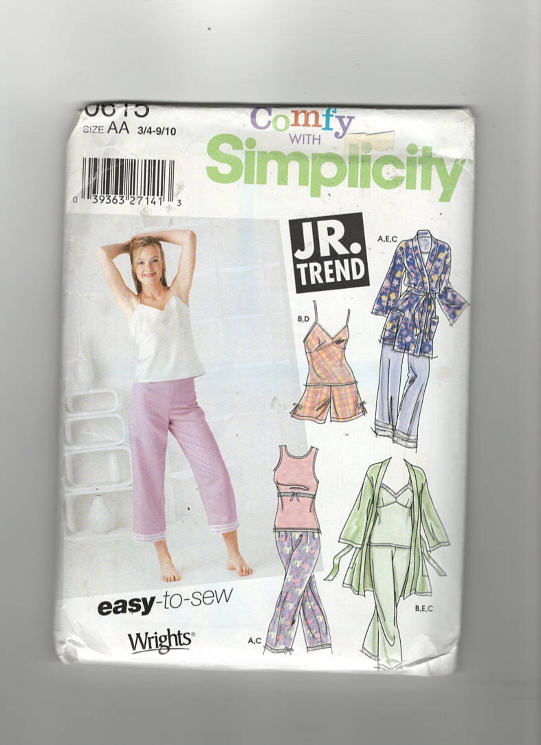 UNCUT Sewing Pattern Simplicity 0615 for Junior Pajamas, Robe, Pants ...