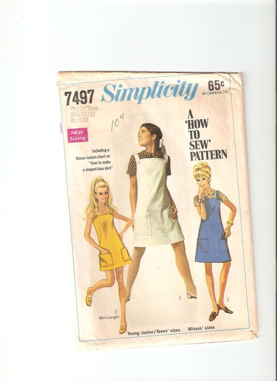 Vintage Simplicity Sewing Pattern 7497 for Jumper Sun Dress | Etsy
