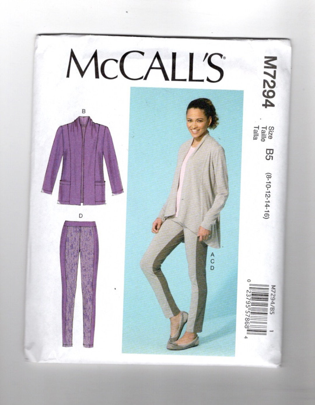 UNCUT Sewing Pattern Mccalls 7294 for Jackets, Top and Leggings, Sz 8 ...