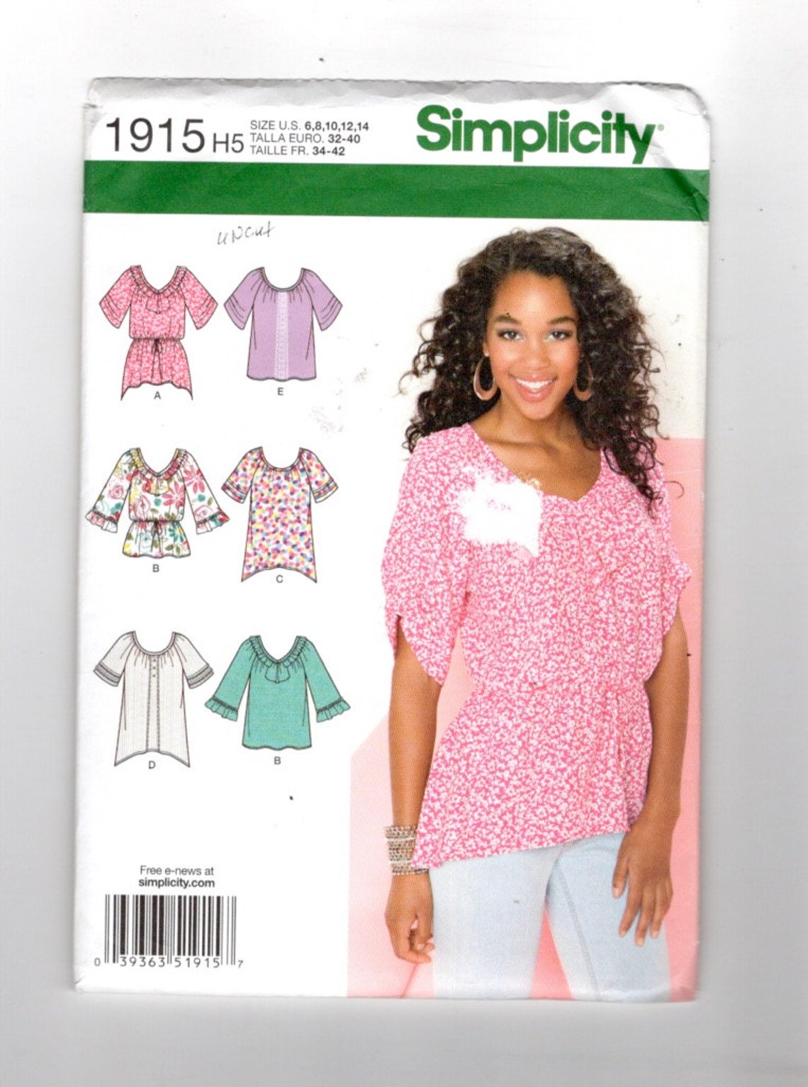 UNCUT Sewing Pattern Simplicity 1915 for Tunic and Top - Etsy
