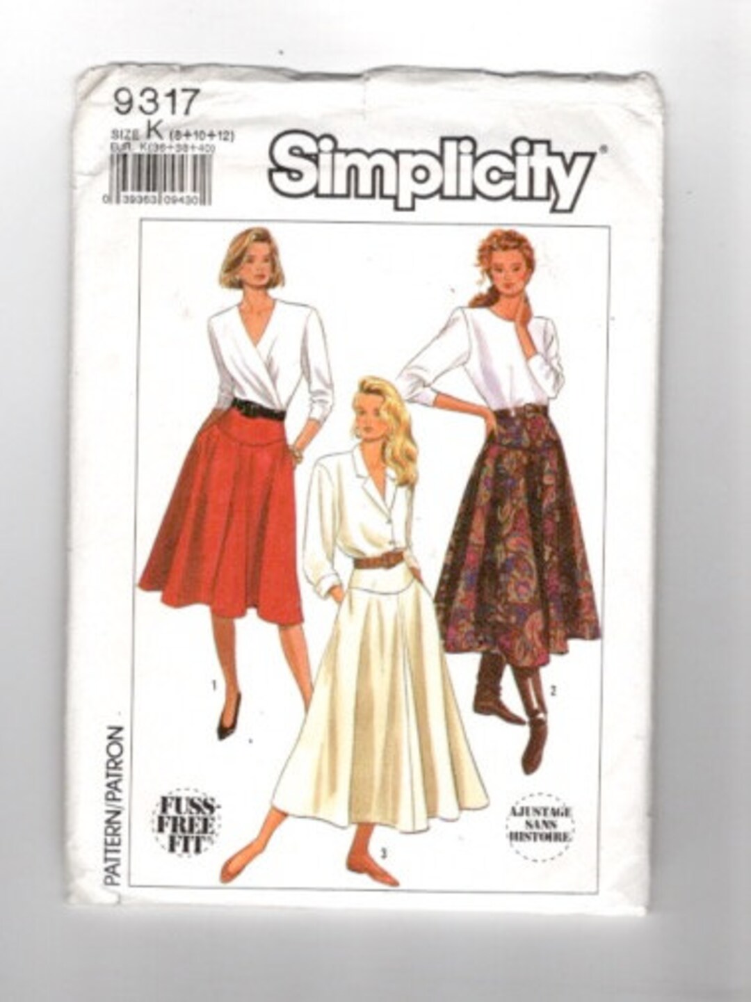 Sewing Pattern Simplicity 9317 for Skirt Variations, Sz 8-10-12, Fun ...
