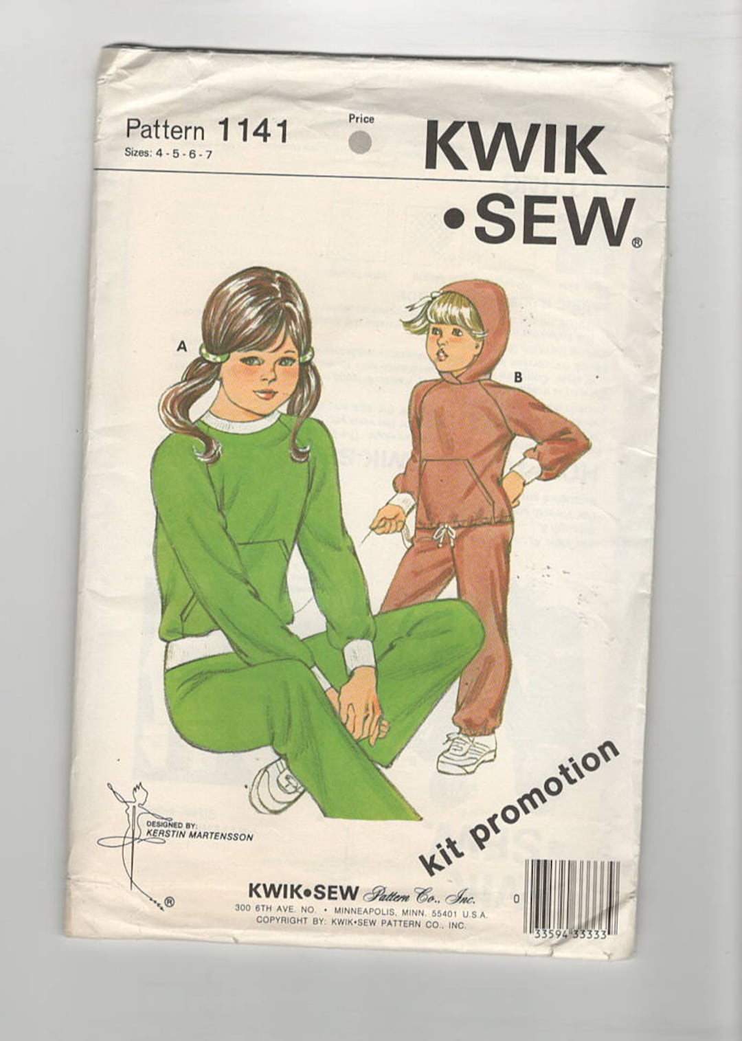 UNCUT Sewing Pattern Kwik Sew 1141 for Girls' Track Suit, Sz 4-5-6-7 ...