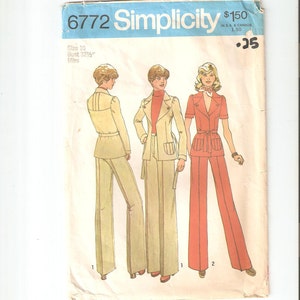 Vintage Simplicity Sewing Pattern 6772 for Jacket and Pants, Sz 10 ...