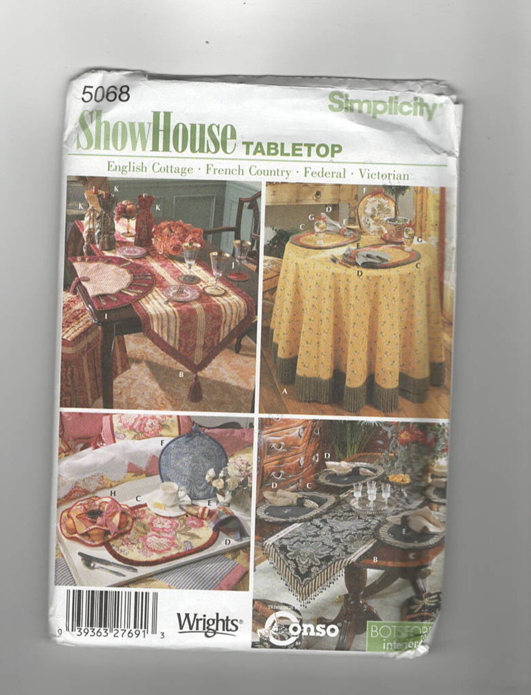 UNCUT Sewing Pattern Simplicity 5068 for Tabletop Decor, Round Table ...