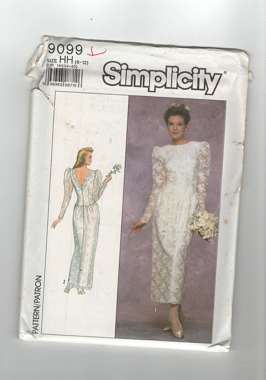 UNCUT Sewing Pattern Simplicity 9099 for Wedding Dress, Sz 6--12 ...