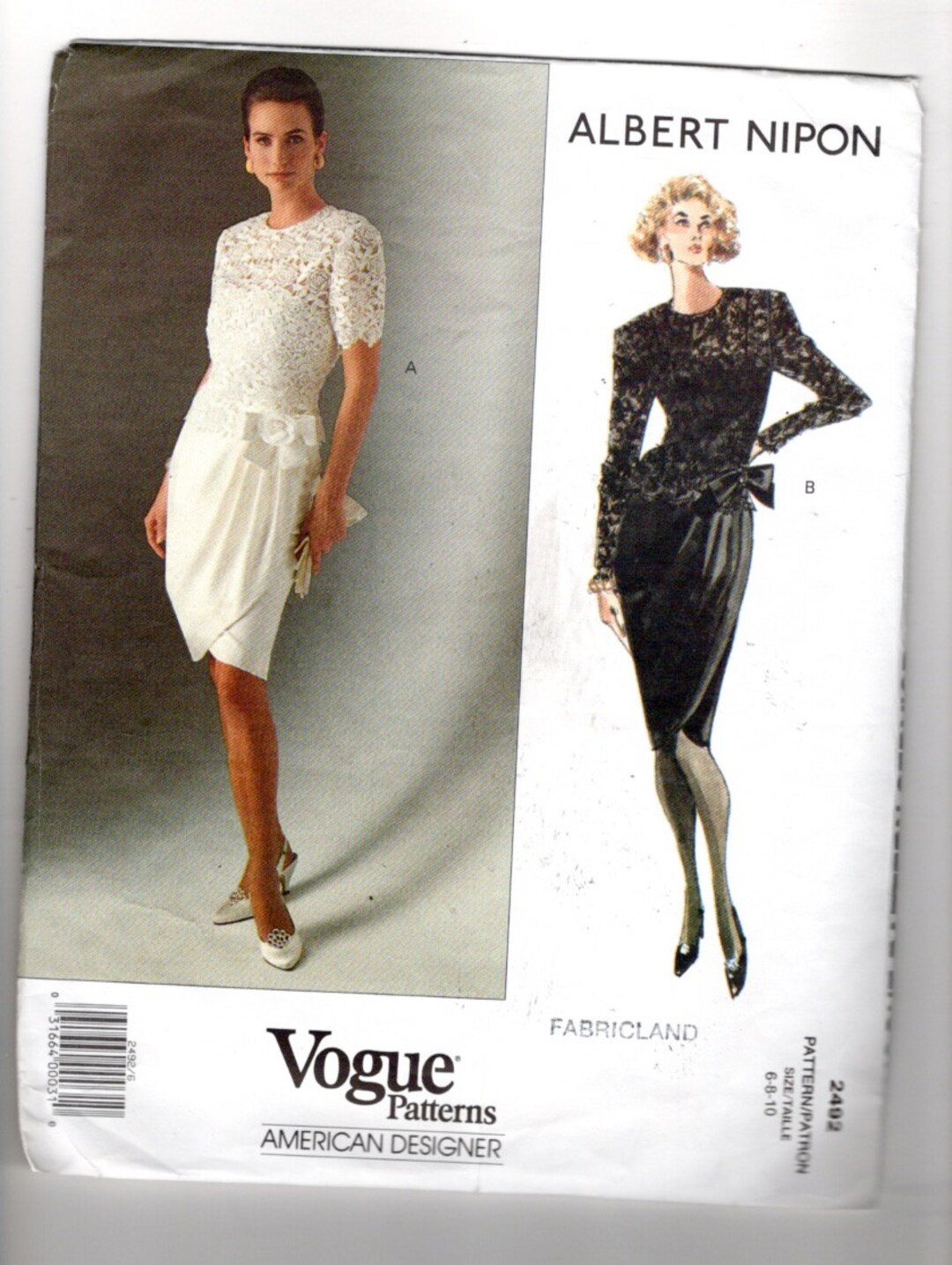 Sewing Pattern Vogue 2492 for Dress and Top Variations, Sz 6-8-10 ...