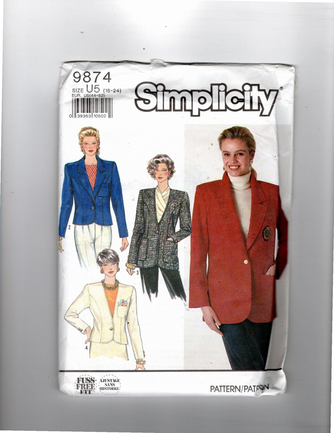 UNCUT Sewing Pattern Simplicity 9874 for Semi Fitted Jacket Variations ...