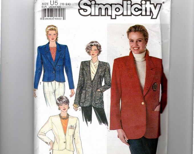 UNCUT Sewing Pattern Simplicity 9874 for Semi Fitted Jacket Variations ...