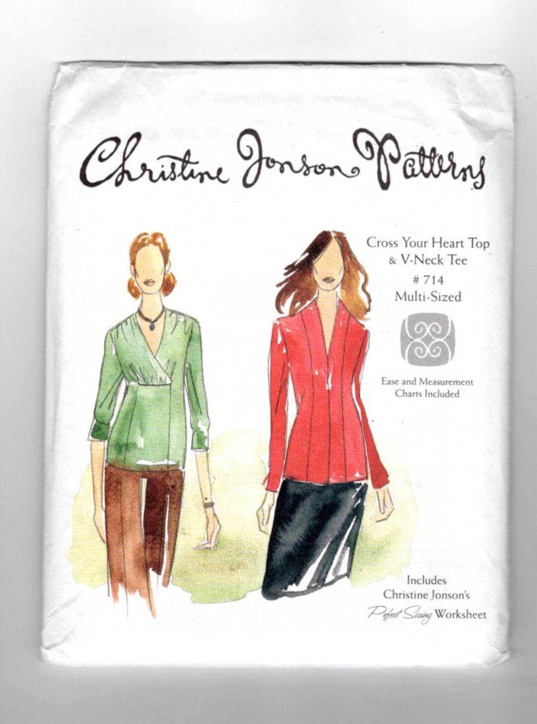 UNCUT Sewing Pattern From Christine Jonson Patterns 714 for V Neck Top ...