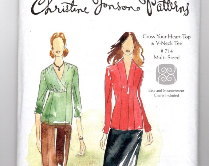 UNCUT Sewing Pattern From Christine Jonson Patterns 714 for V Neck Top ...