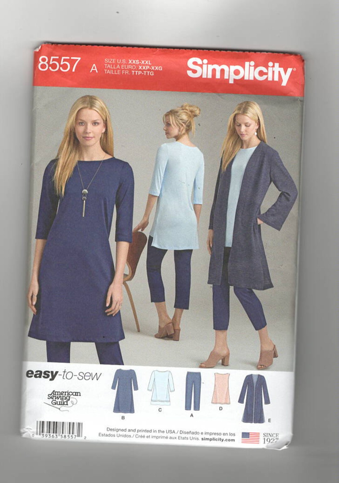 UNCUT Sewing Pattern Simplicity 8557 for Cropped Pants, Dress, Tunic ...