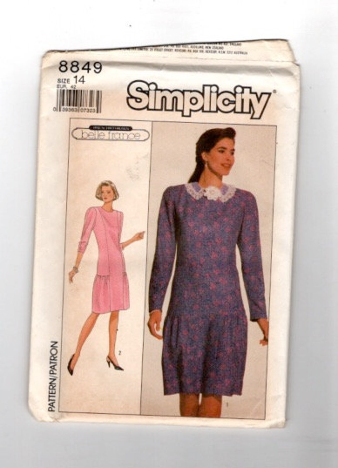 UNCUT Sewing Pattern Simplicity 8849 for Dress, Sz 14, Retro Pattern ...