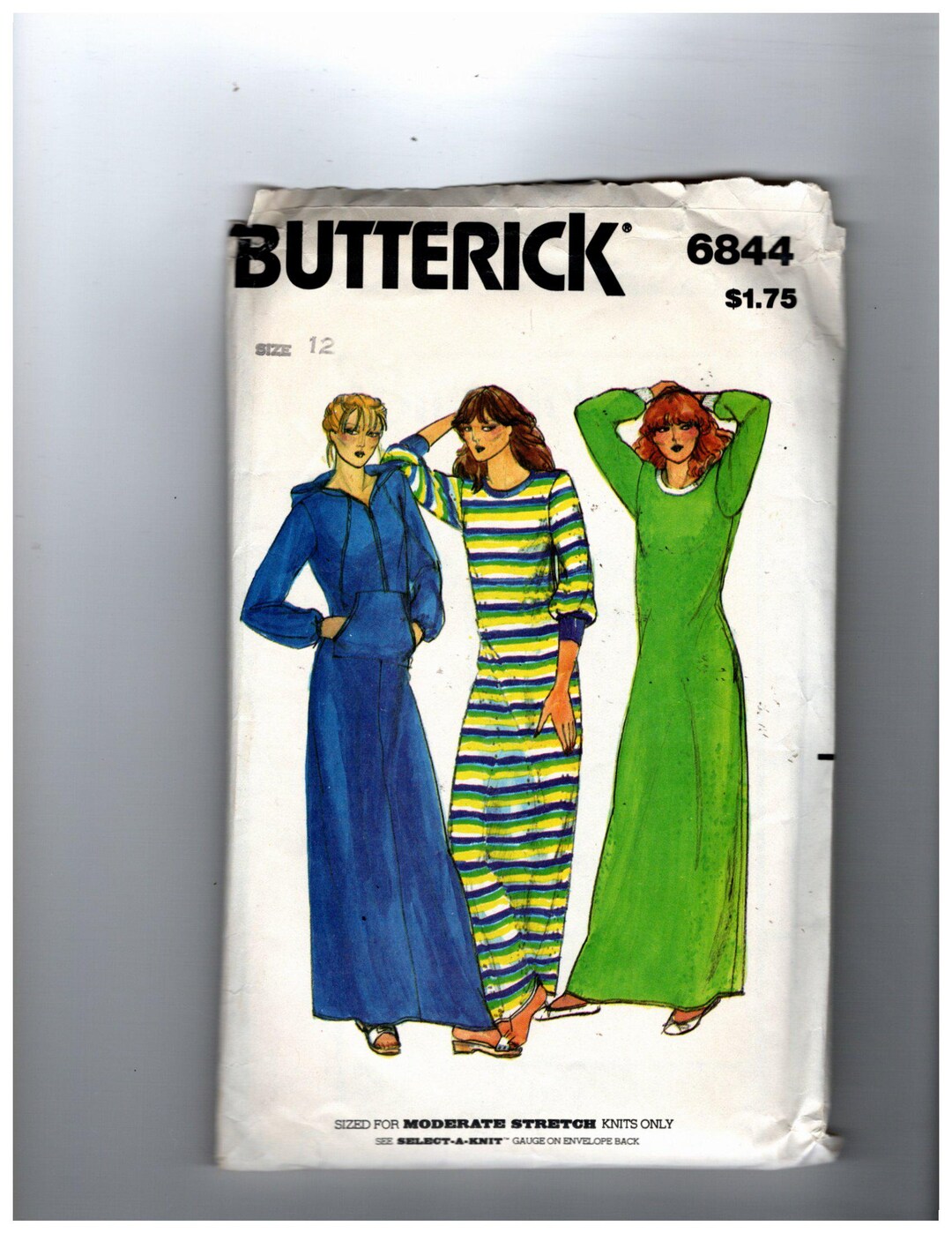 Sewing Pattern Butterick 6844 for Long Gown and Robe, Sz 12, Retro ...