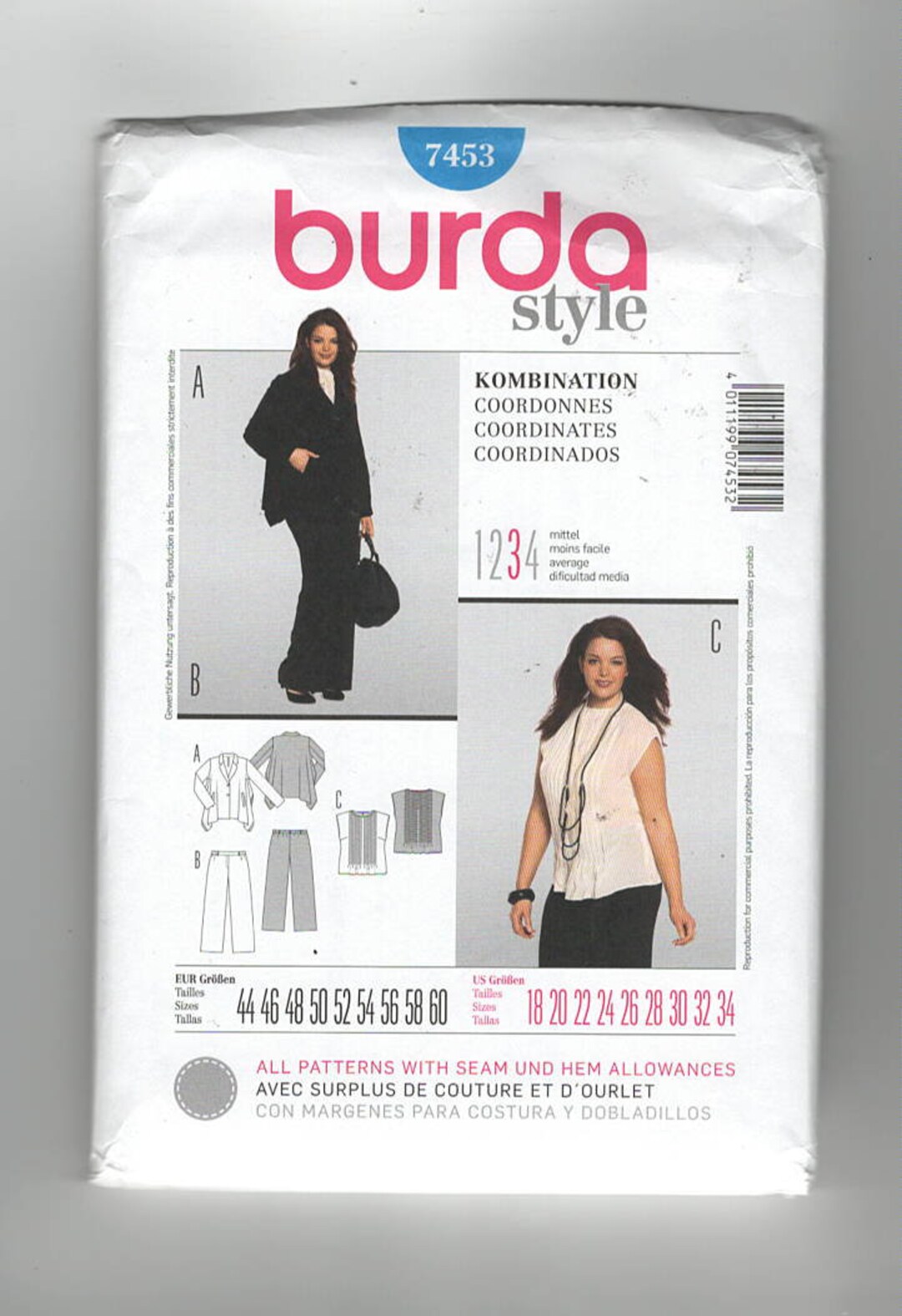 UNCUT Sewing Pattern Burda 7453 for Womens Sized Draped - Etsy UK