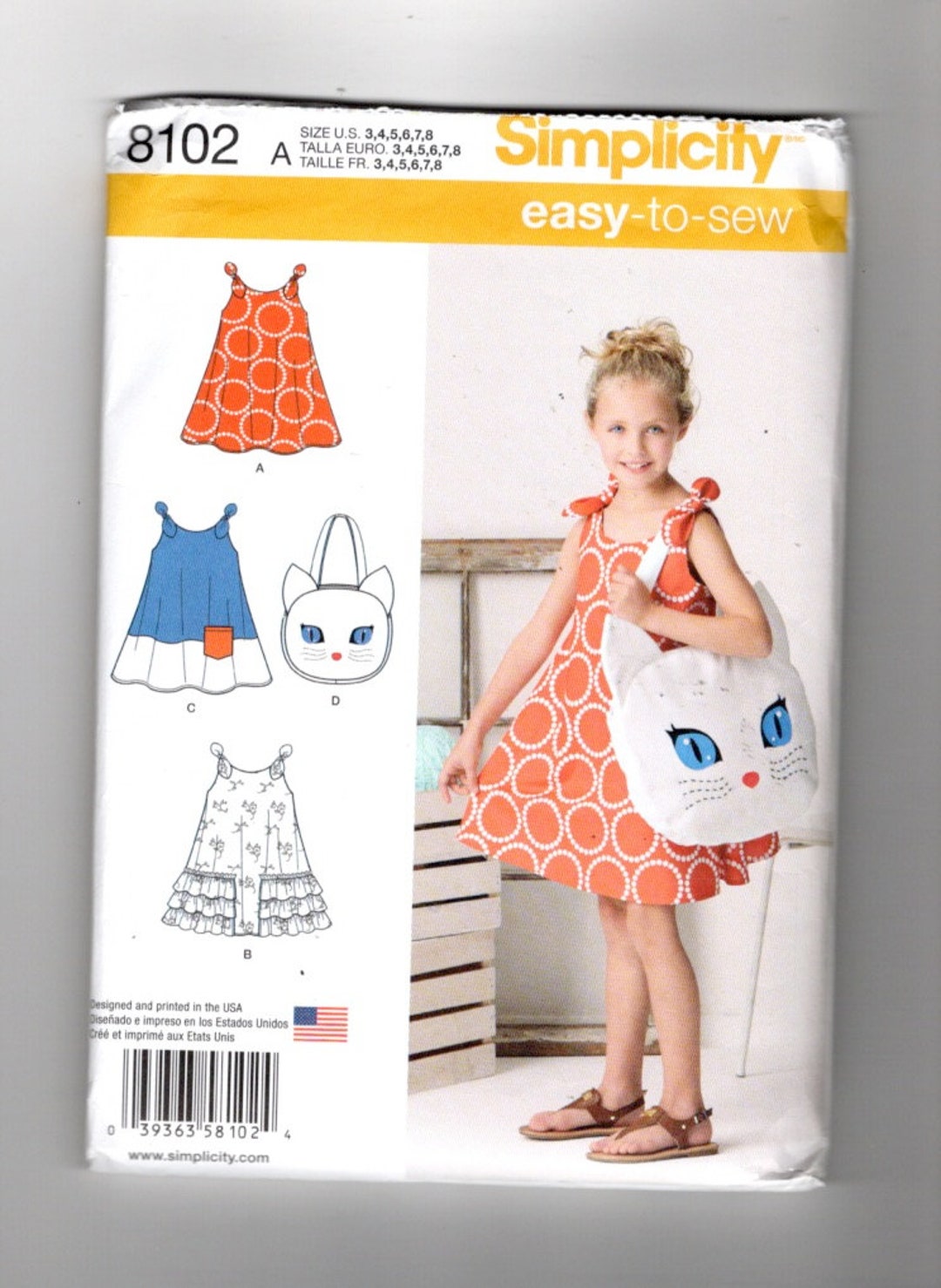 UNCUT Sewing Pattern Simplicity 8102 for Girls Sundress Variations and ...