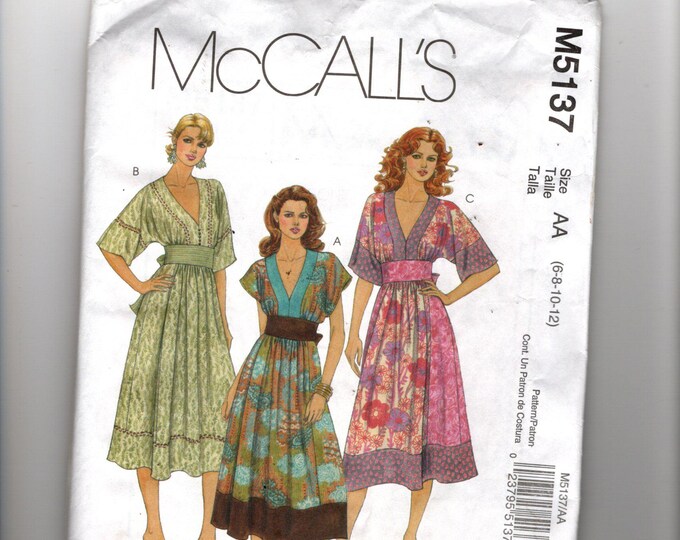 UNCUT Sewing Pattern for Dress Variations, Mccalls 5137, Sz 6-8-10-12 ...