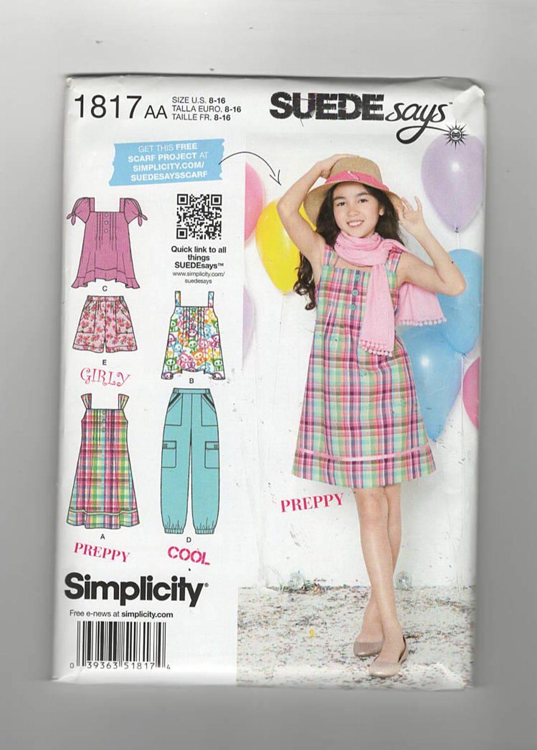 UNCUT Sewing Pattern Simplicity 2827 for Girls' Top Variations, Dress ...