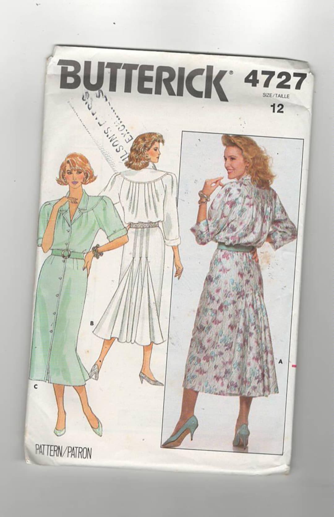 UNCUT Sewing Pattern Butterick 4727 for Dress Variations, Sz 12, Retro ...