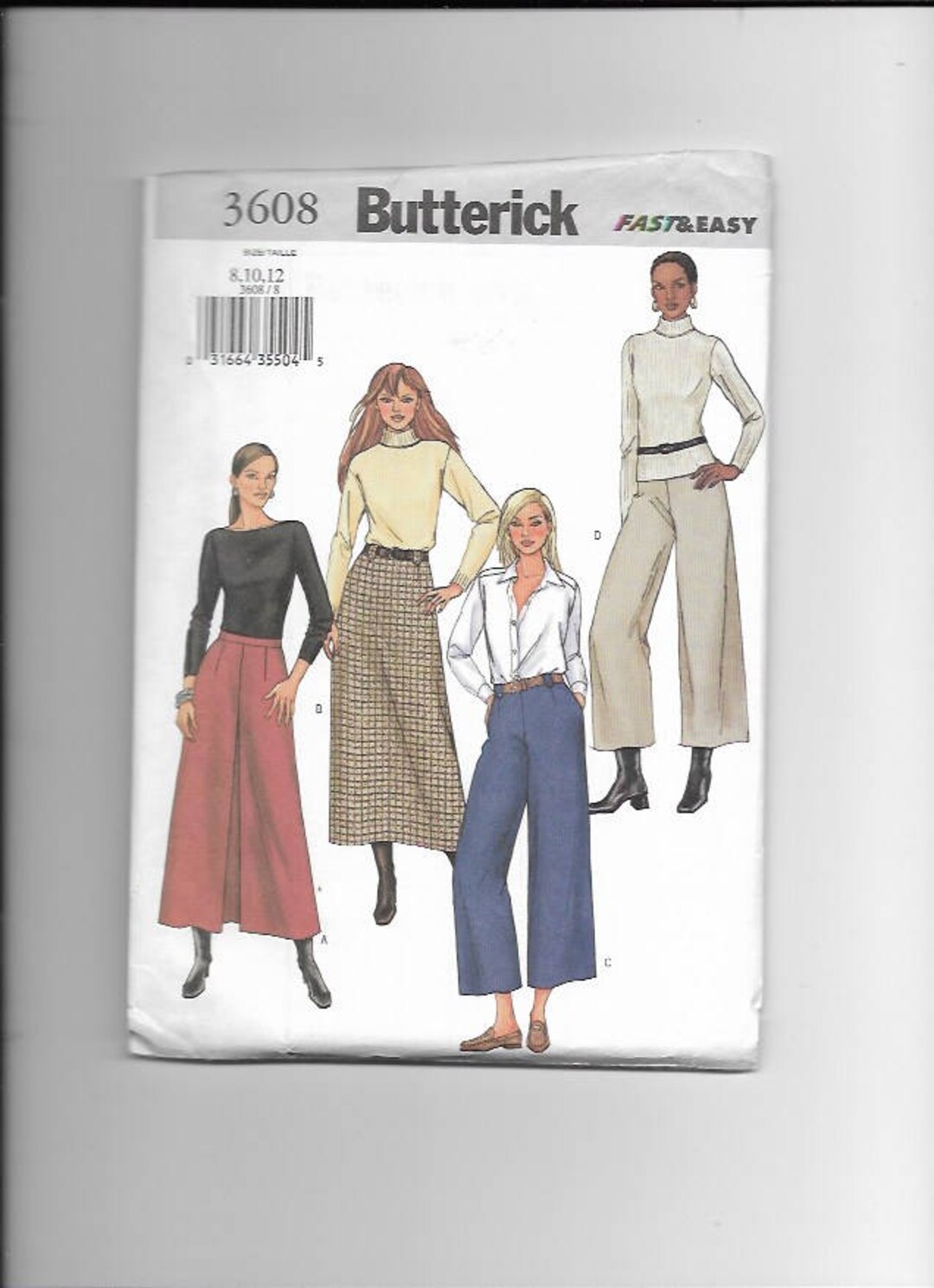 UNCUT Sewing Pattern Butterick 3608 for Skirt and Culottes. Sz 8-10-12 ...