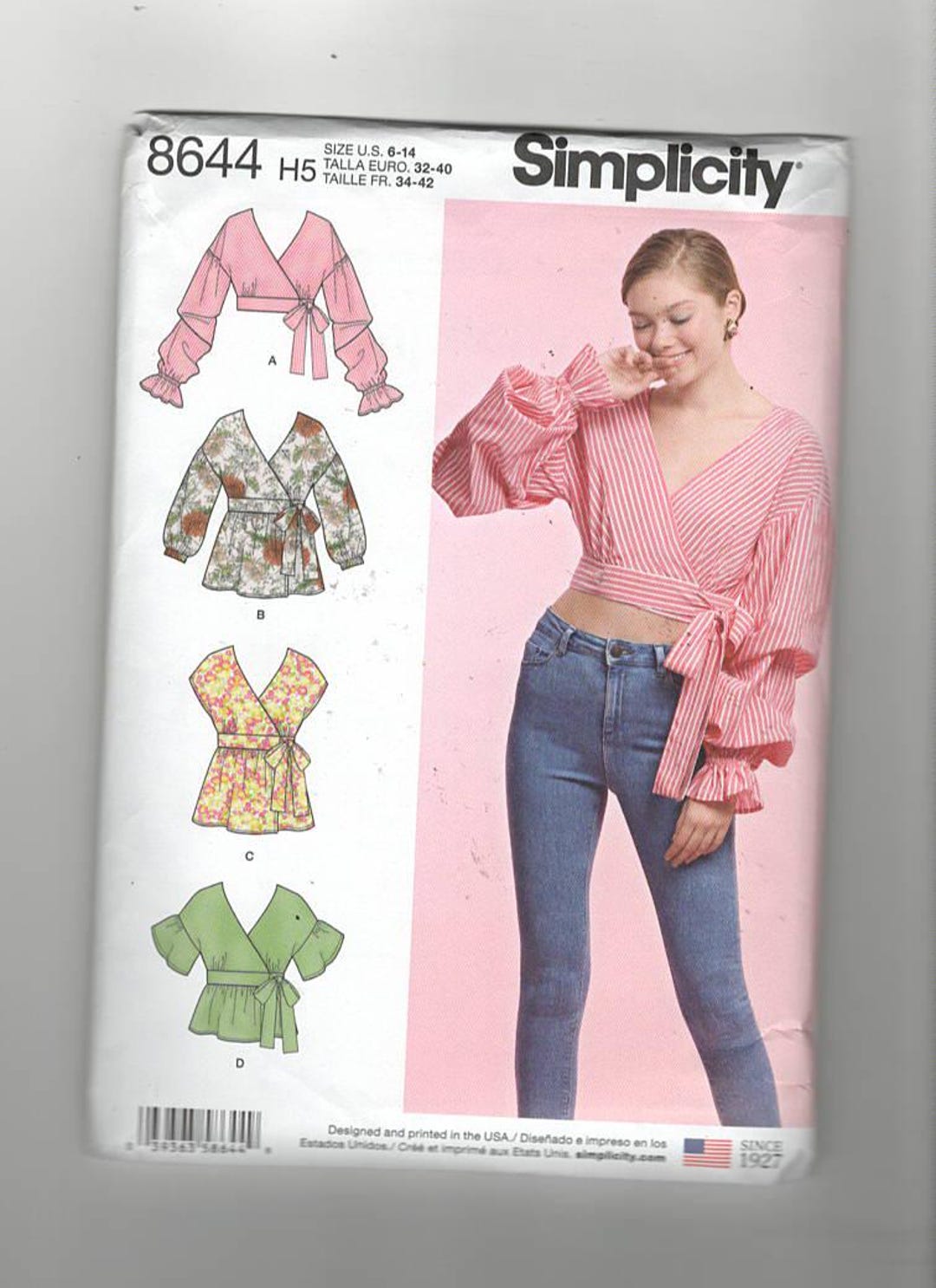 UNCUT Sewing Pattern Simplicity 8644 for Wrap Top Variations, Sz 614 ...
