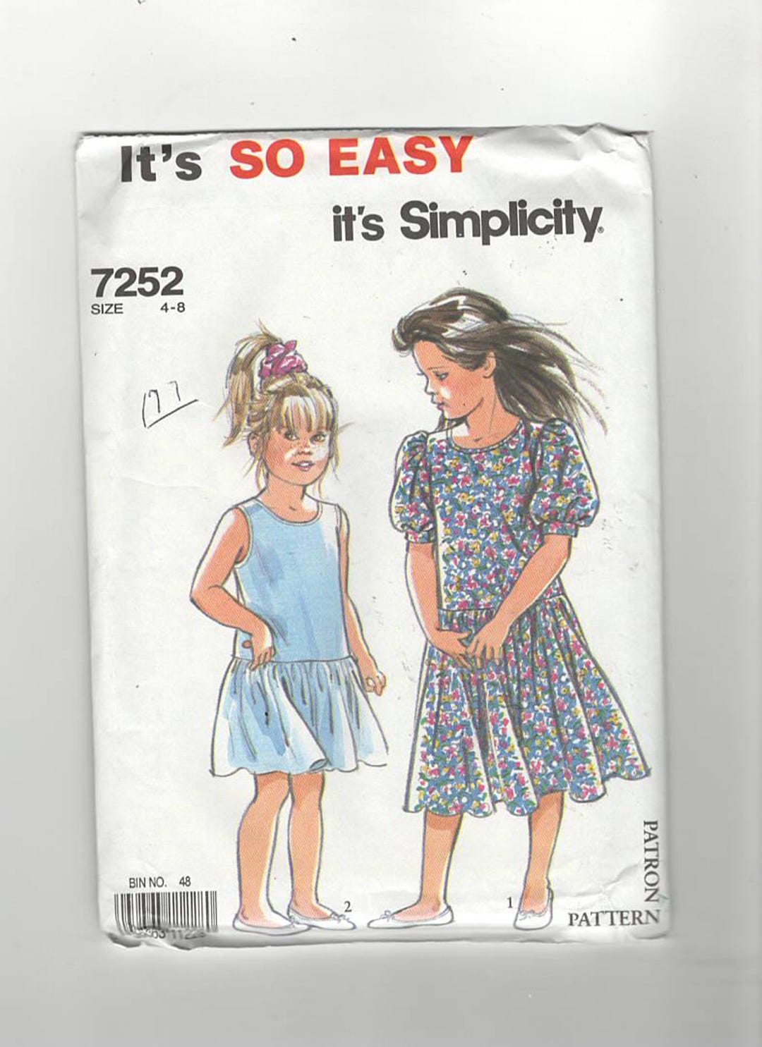 UNCUT Sewing Pattern Simplicity 7252 for Girls' Dress Variations, Sz 4 ...