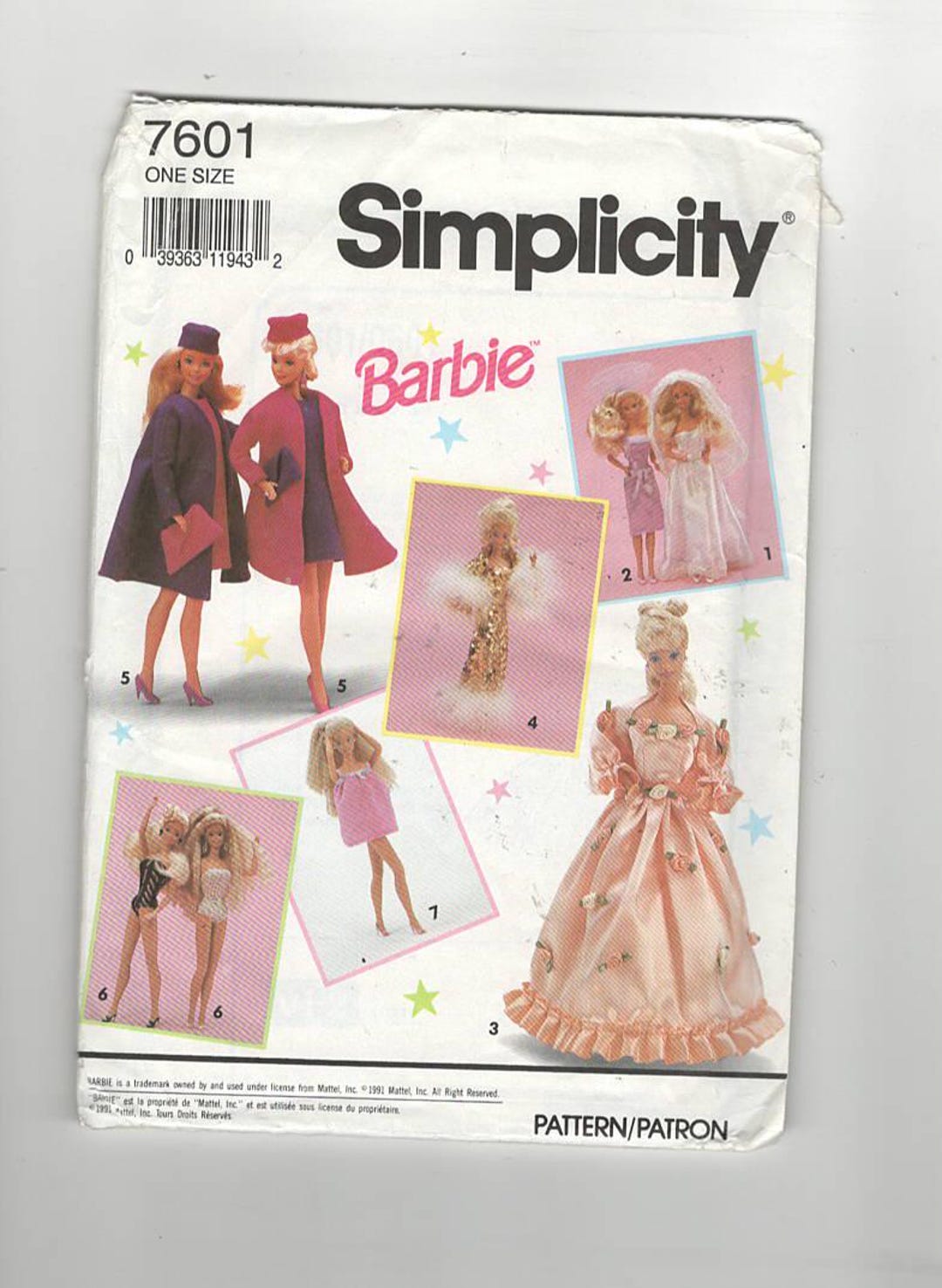 UNCUT Sewing Pattern Simplicity 7601 for 11 1/2 Inch Fashion Dolls ...