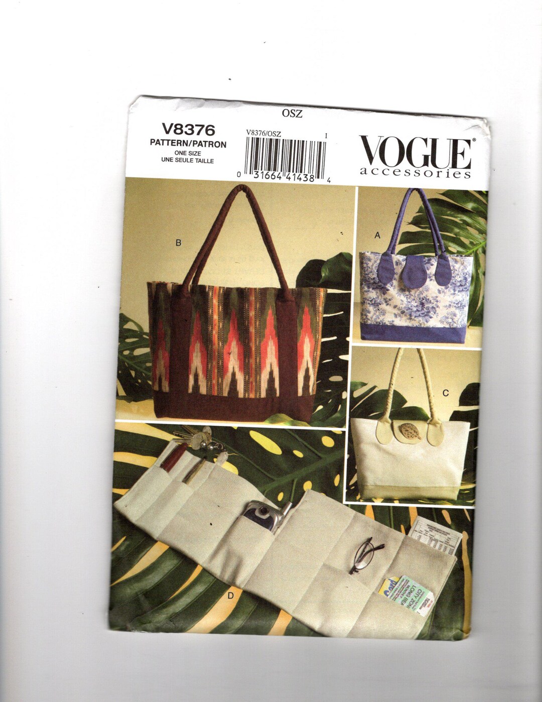 UNCUT Sewing Pattern Vogue 8376 for Tote Variations, Carry All, Purse ...