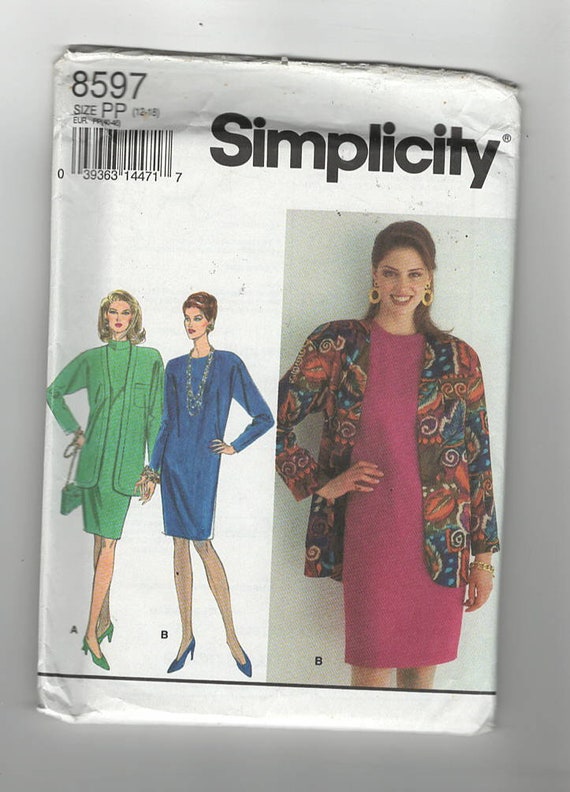 UNCUT Sewing Pattern Simplicity 8597 for Dress and Jacket Sz - Etsy