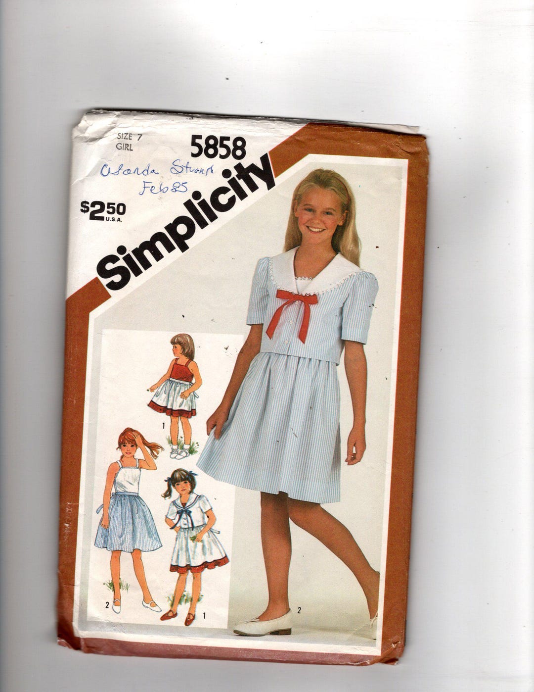 Sewing Pattern Simplicity 5858 for Girls Dress Variations and Short ...