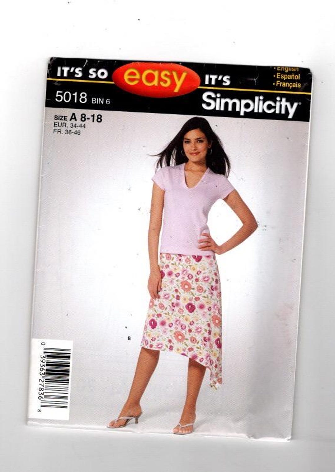 UNCUT Sewing Pattern Simplicity 5018 for Skirt With Hem Variations, Sz 8--18, Its so Easy ...