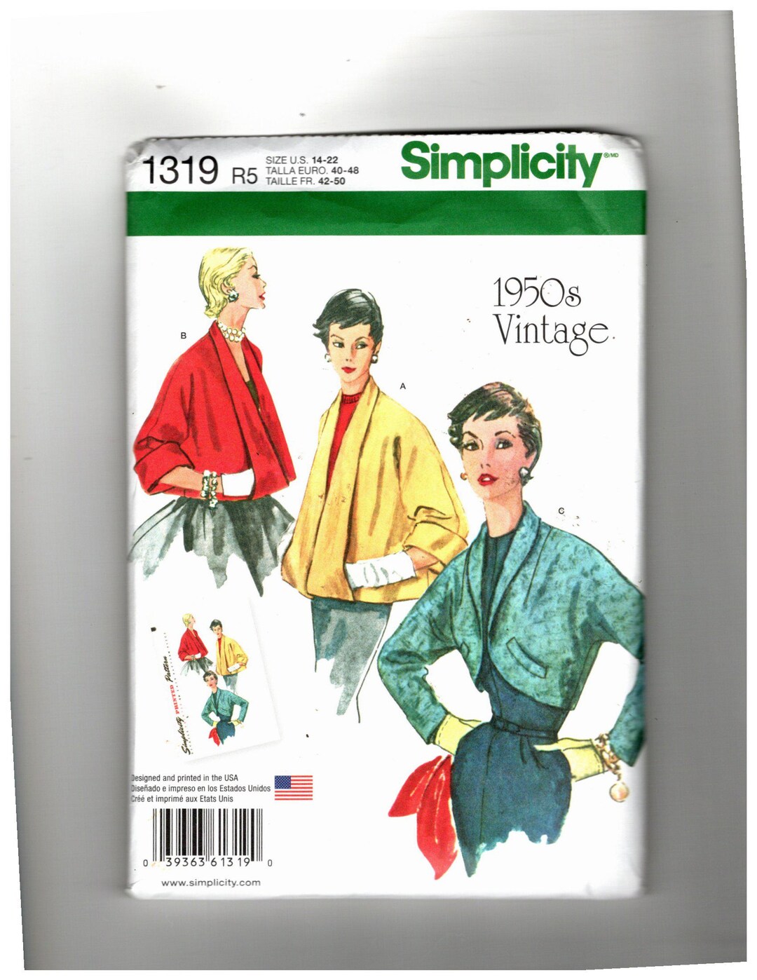 UNCUT Sewing Pattern Simplicity 1319 for Jacket Variations, Sz 14-22 ...