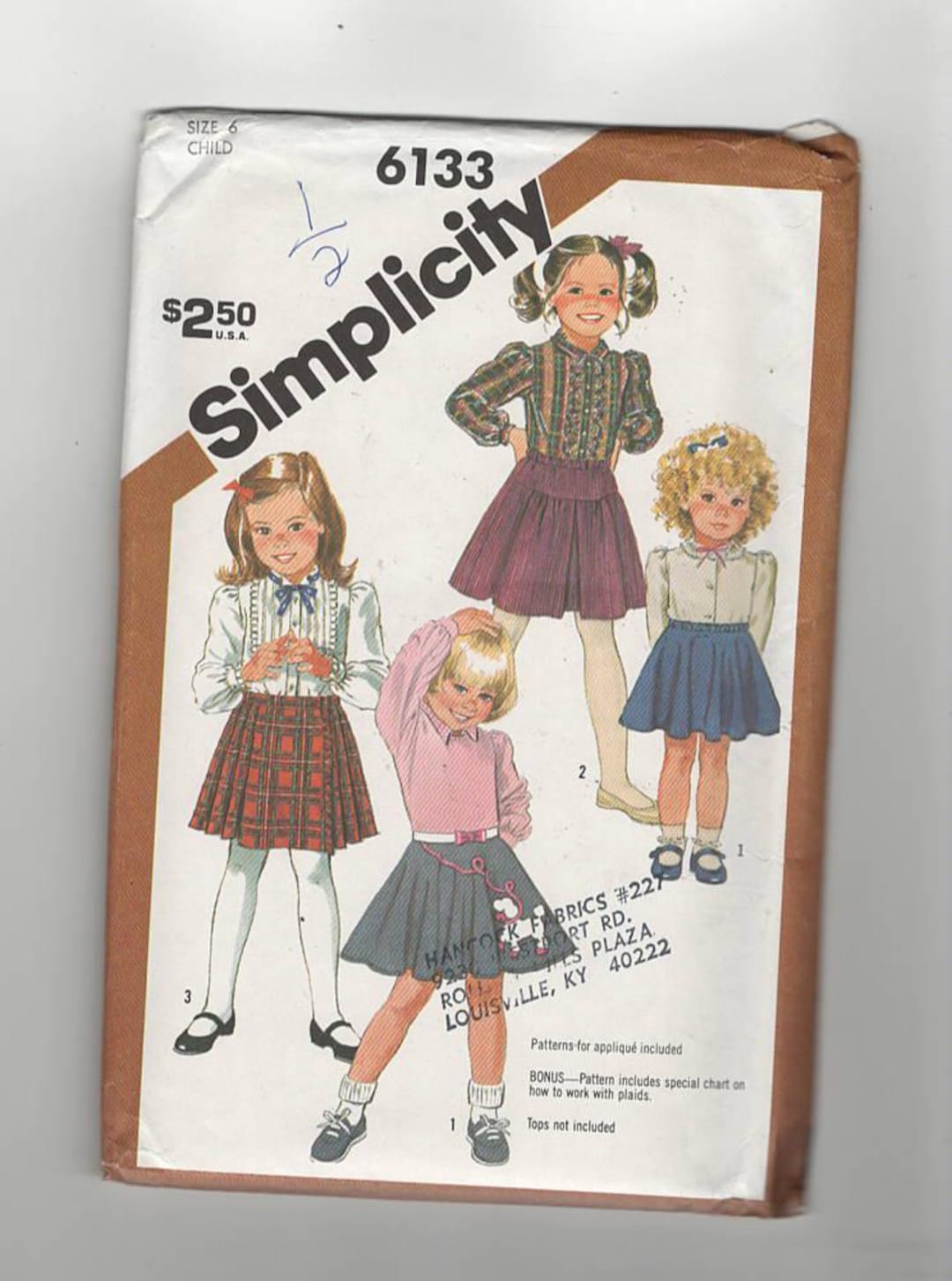 UNCUT Sewing Pattern Simplicity 6133 for Girls' Skirt Variations, Sz 6 ...