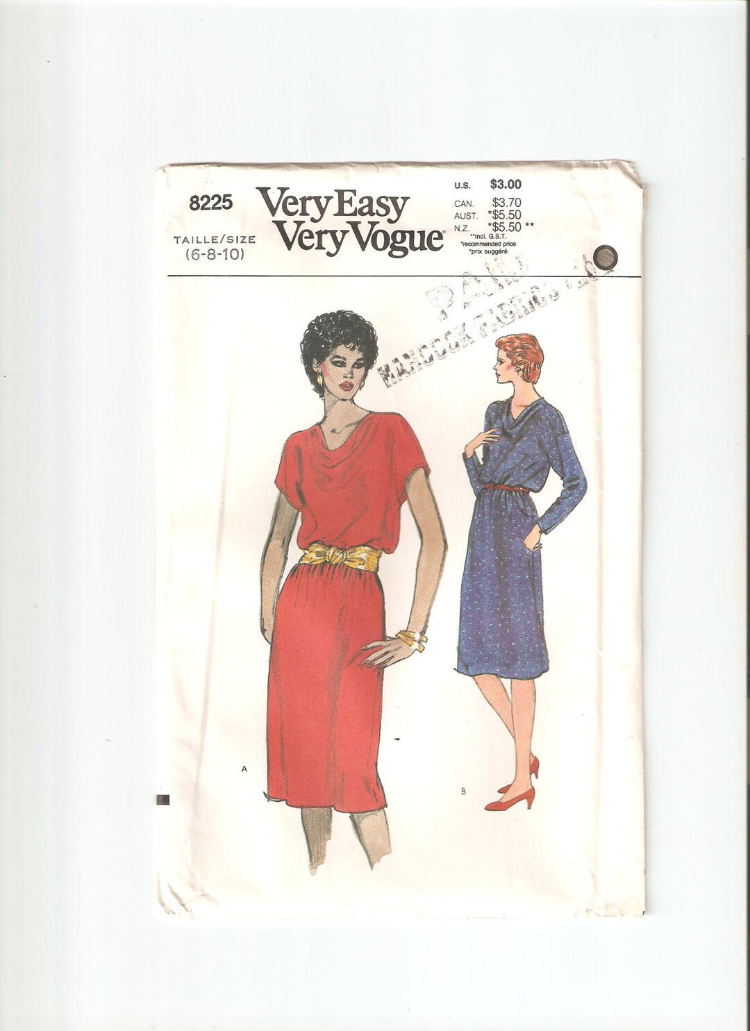 Vintage Sewing Pattern Vogue 8225 for Dress, Size 6-8-10, 1980s - Etsy