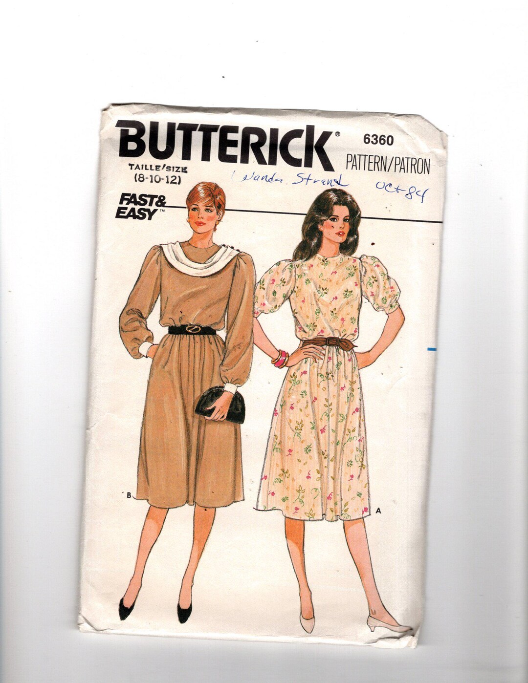 UNCUT Sewing Pattern Butterick 6360 for Dress Variations, Sz 8-10-12 ...