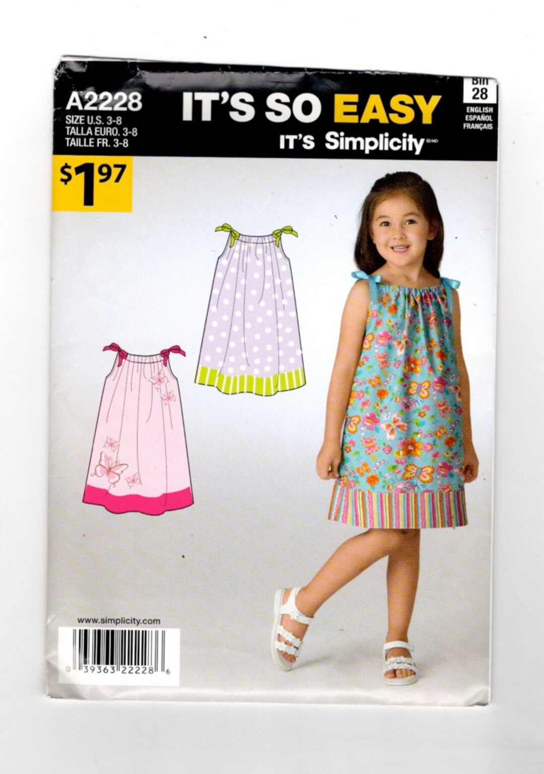 UNCUT Sewing Pattern Simplicity 2228 for Girls' Sundress, Sz 3-4-5-6-7 ...