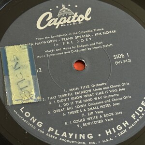 Vintage, "pal Joey" Original Soundtrack, Vinyl LP, Record Album, 1957 ...