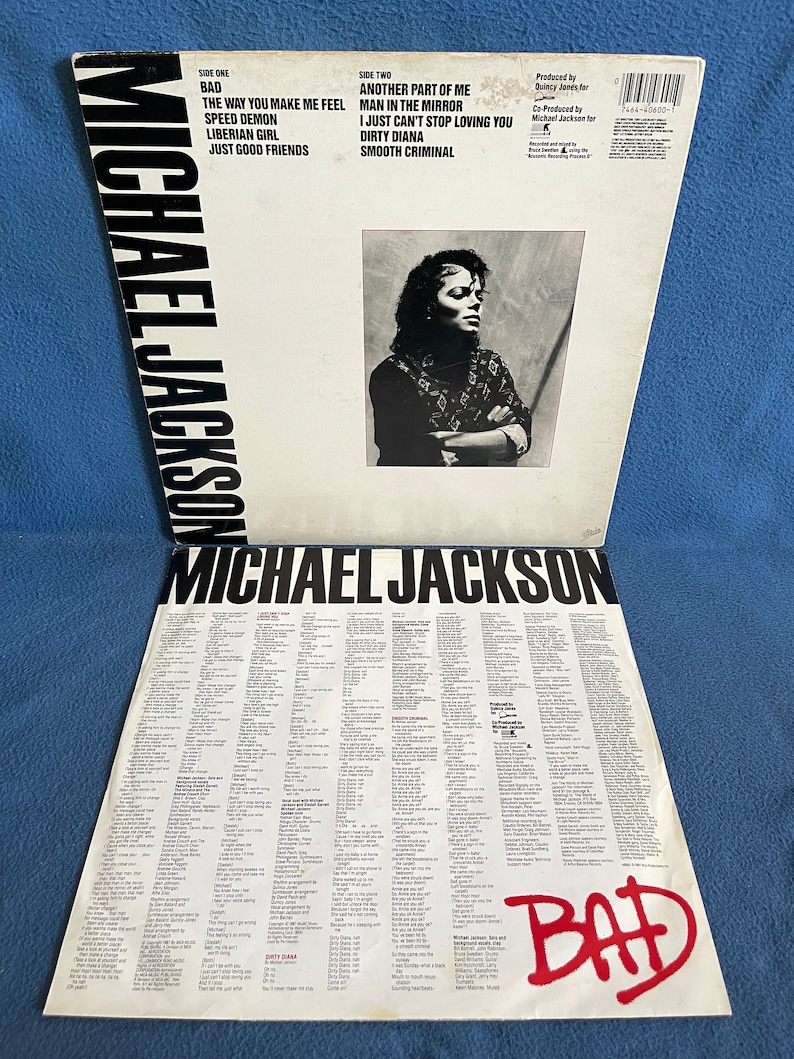 RARE Vintage Michael Jackson bad Vinyl LP Record - Etsy