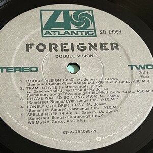 Vintage, Foreigner - "double Vision" Vinyl LP Record Album, Original 1978 First Press, Hot ...