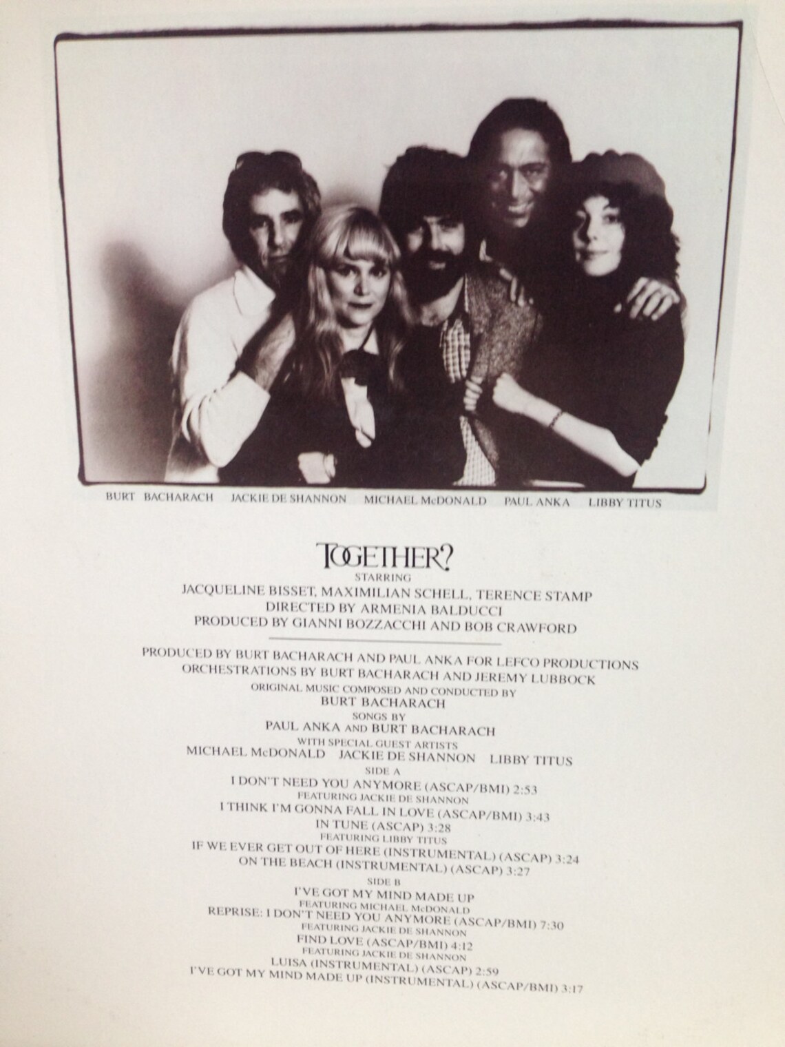 Vintage together Original 1979 Soundtrack Score - Etsy