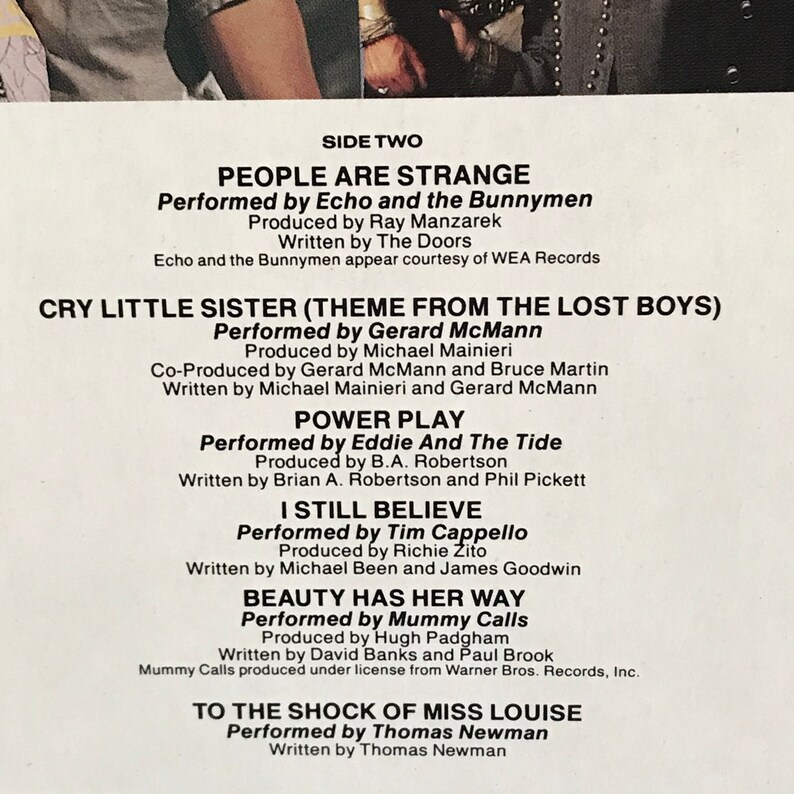 RARE Vintage The Lost Boys Original Soundtrack | Etsy