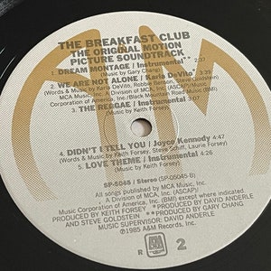 RARE, Vintage, "the Breakfast Club" - Original Soundtrack, Vinyl LP ...